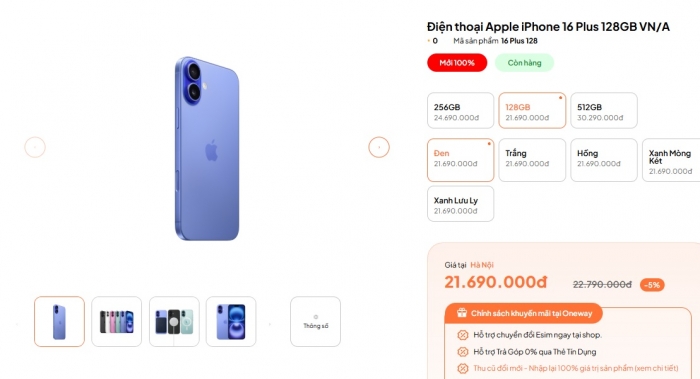 Bảng giá iPhone 16 Plus cuối tháng 10: iPhone màn lớn vừa rẻ vừa mạnh nhất, hấp dẫn hơn cả iPhone 17